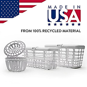 Prince Lionheart Made in USA High Capacity 3-in-1 Dishwasher and Spill Proof Vave Cleaner Basket for Toddlers & Infants Bottle Parts & Accessories | Fits all Dishwashers | 100% Recycled Plastic,White