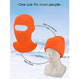 SATINIOR 1-Hole Knitted Full Face Cover Adult Winter Ski Balaclava for Outdoors (Orange), Medium