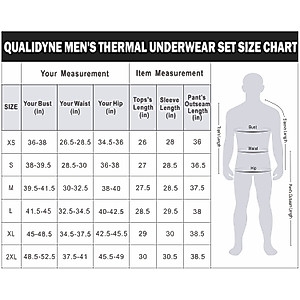 qualidyne Men's Thermal Underwear Winter Base Layer Long Johns Set Top and Bottom Sports Suits Black