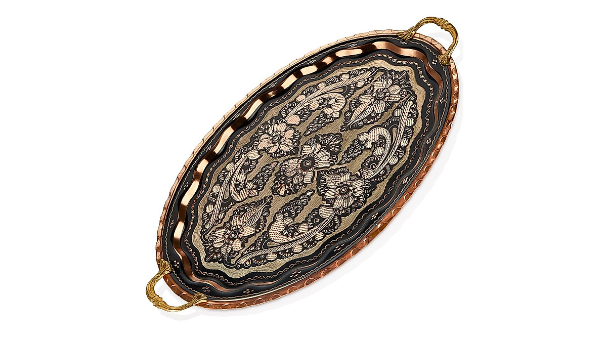 Elegant Copper Turkish Serving Tray - Perfect for Any Occasion