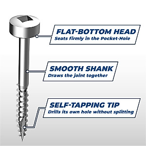 Kreg SPS-F150-500 Zinc Pocket Screws, 1-1/2 Inch #6 Fine Thread, Pan Head (500 Count)