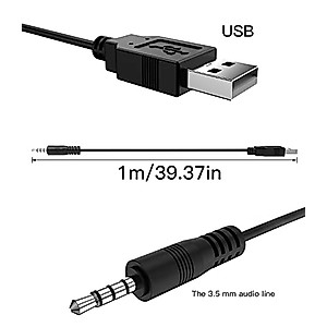 BERLAT 3.5mm Male AUX Audio Jack to USB 2.0 Male Charge Cable Adapter Cord, 2pack Audio Car Stereo Jack Cables to USB 2.0, USB Connection Kit, for Music Player- 3.3ft（Support Data Transmission）