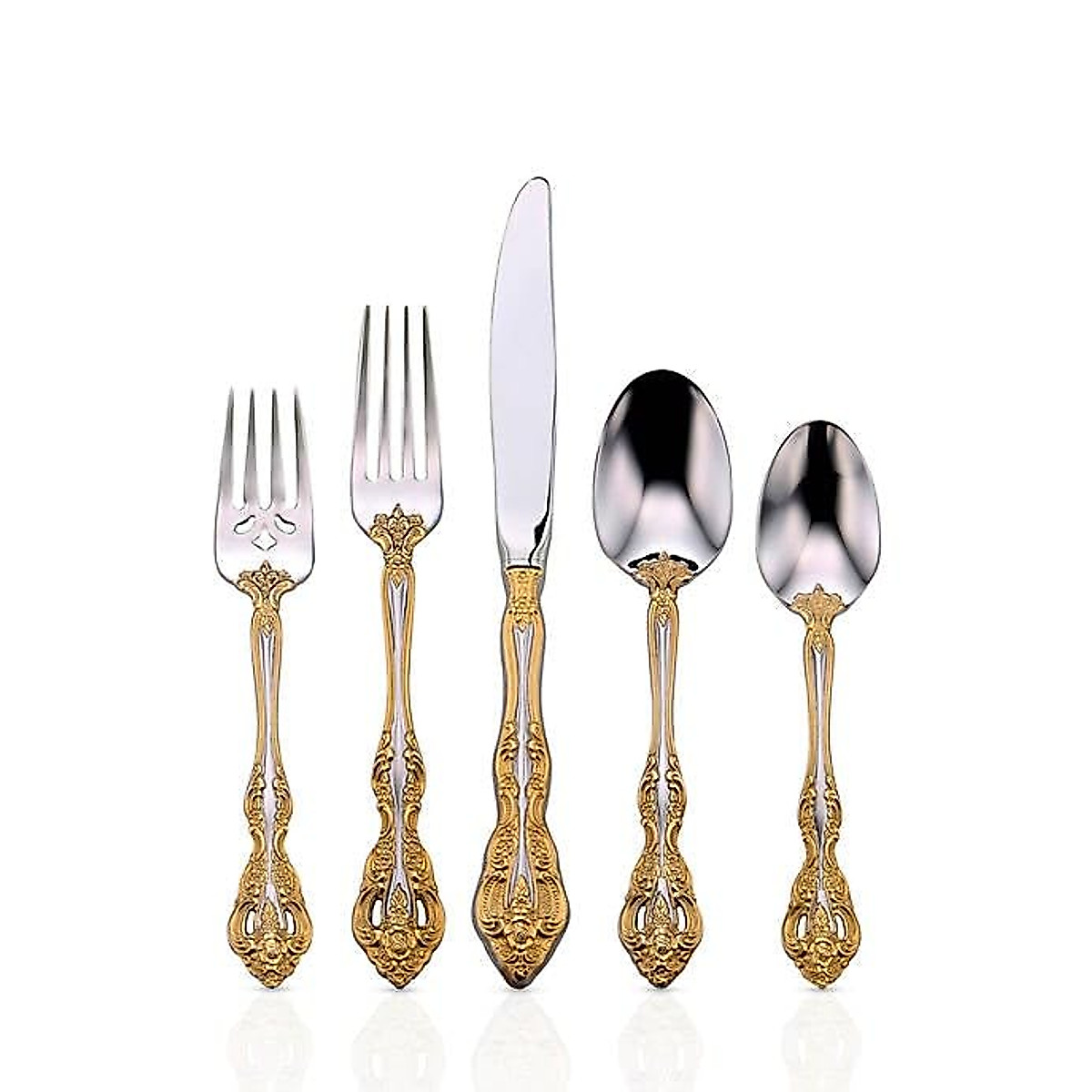 Oneida F100020Al20 Golden Michelangelo 20 Piece Fine Flatware Set, Service For 4, Metallic