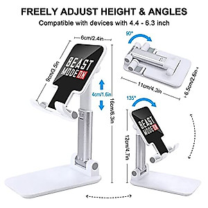 Beast Mode On Foldable Desktop Cell Phone Holder Portable Adjustable Stand for Travel Desk Accessories