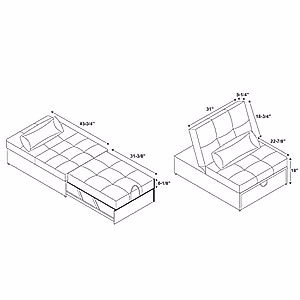 Powell Furniture Linon Boone Upholstered Convertible Sofa Bed in Blue