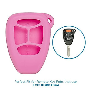 Keyless2Go Replacement for New Silicone Cover Protective Case for 4 Button Remote Keys with FCC KOBDT04A - Pink
