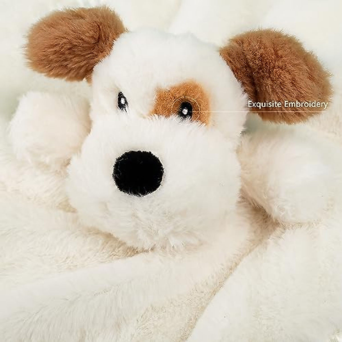 BEILIMU Dog Security Blanket Soft Lovey Baby Stuffed Animal with Satin Backing for Newborn Boys and Girls, Lovely Unisex Puppy Snuggle Toy, Khaki 14 Inch