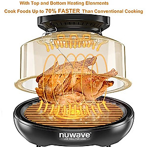 NUWAVE PRIMO Air Fryer Toaster Oven with 100 One-Touch Preprogrammed Recipes, Countertop Toaster Oven Convection Top and Grill Bottom for Surround Cooking; Cook Frozen or Fresh; Broil, Bake