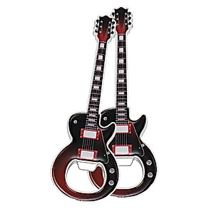 LanHong 2 Piece/Set Bottle Opener Beer Bottle Openers Guitar Shaped Bottle Opener Guitar Gift Kitchen Gadgets for Drinkers Music Guitar Lover (Black red)