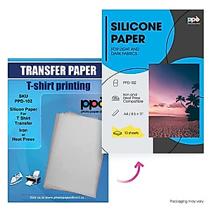 PPD Silicone Papers for T Shirt Transfer Iron or Heat Press A4 PPD-102 10 Sheets