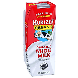 Organic Milk, Horizon Organic Whole Milk | Shelf Stable Milk, Grass Fed Milk Assortment of Plain, Vanilla, Chocolate, & Strawberry, Lowfat On-The-Go Milk Boxes for Kids & Adults| Includes Calcium, Vitamin A, Vitamin D & 8g of Protein, Non GMO Milk 8 Fl Oz