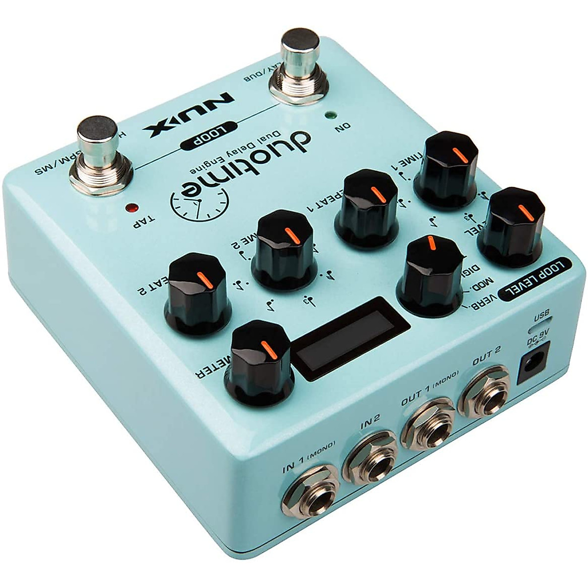 NUX Duotime Stereo Delay Pedal Bundle with MXR Instrument Cable, Dunlop Pick Pack, and Power Supply