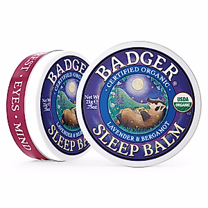 Badger - Sleep Balm, Lavender & Bergamot, Natural Sleep Balm, Scented Relaxing Balm for Children and Adults, Calming Night Balm, Organic Sleep Balm, 0.75 oz