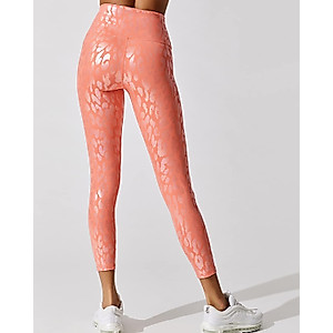 Women 2 Piece Leopard Racerback Sport Bra and Leggings Yoga Suit Crop Gym Top and Pants Workout Outfit(OR-M)