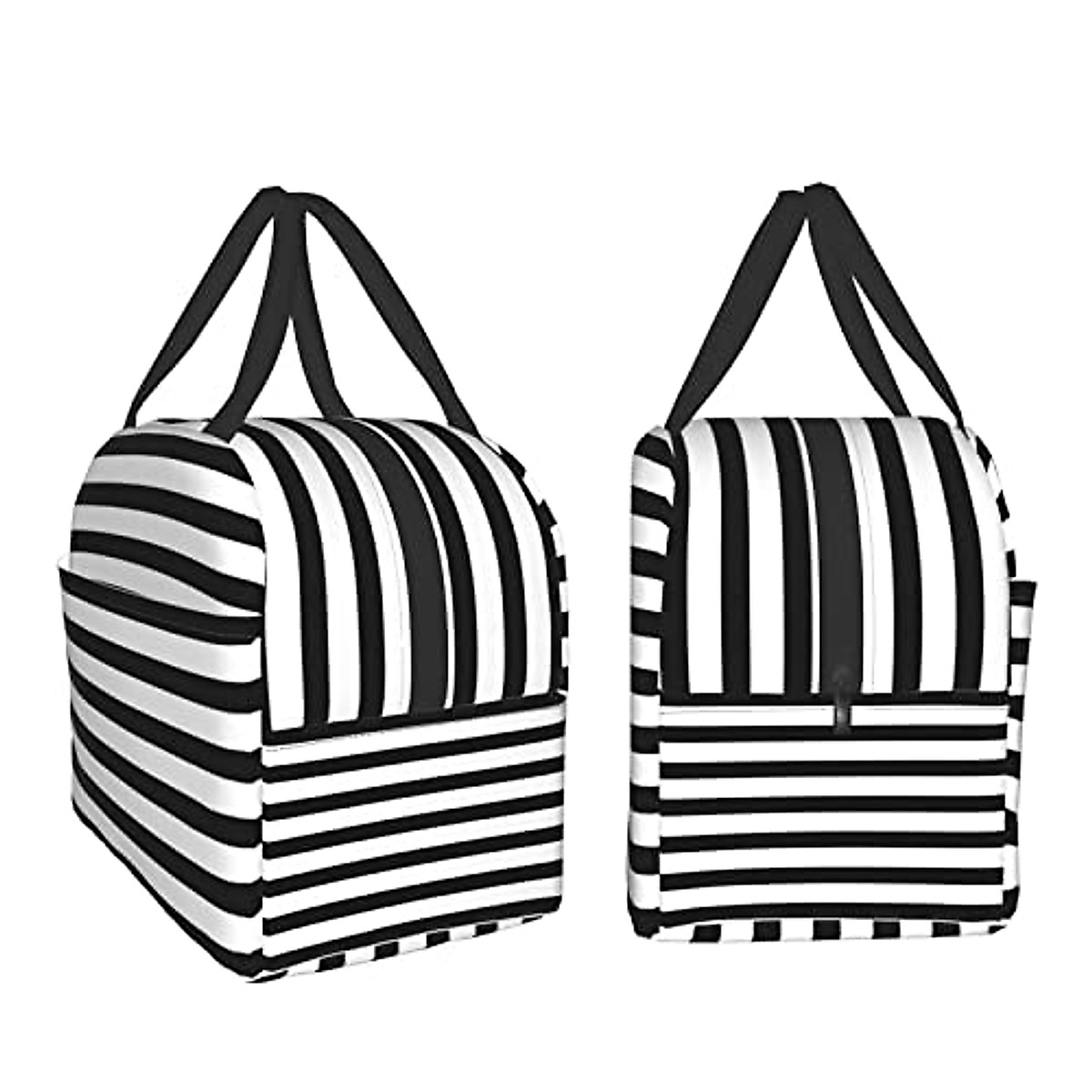 UYEUGV Insulated Black and White Lunch Bag Box for Kids Teen Girls Boys Women, Reusable Cool Cute Stripe Lunch Bags for School Work Picnic Travel
