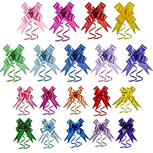 360 Pieces Ribbon Pull Bow Present Basket Pull Bows Knot Ribbon Present String Wrapping Bows for Christmas New Year Thanksgiving Party Ornament, 1.8 cm/ 1.5 cm Width, Assorted Colors