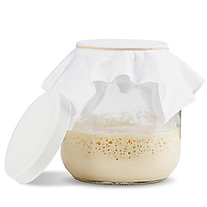 Sourdough Starter Jar - Half Gallon Wide Mouth Jar for Storing Sour Dough Starter with Cloth and Lid - Made in USA