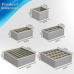 Ecomm Pros, 10 Pack Fabric Drawer Dividers Dresser Organizer, 92 Cell Underwear Organizer, Sock and Bra Organizer- Perfect Drawer Organizers for Clothing, Baby Clothes Nursery Drawer Organizer Storage