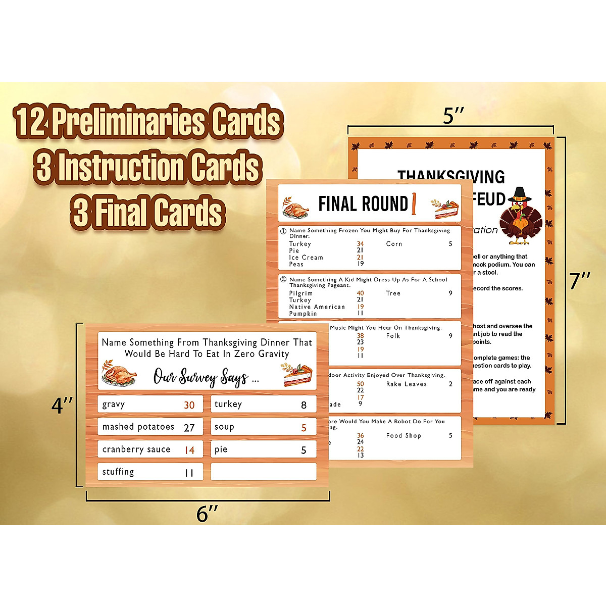 Thanksgiving Day Party Game,Shower Game,Fall Winter Friendly Feud Game,Thanksgiving Day Friendly Feud Game,Family Feud Questions,Feud Game for Adults,Party Games Cards,Thanksgiving Day Decoration(3)