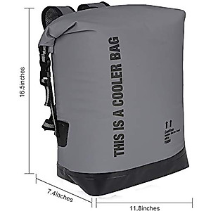 Yodo 20L Waterproof Dry Bag Roll Top Floating Insulated Cooler Backpack for Travel, Boating, Kayaking, Swimming, Fishing, Camping,Beach,Gray