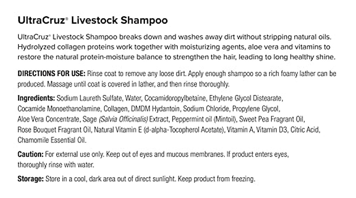 UltraCruz Livestock Shampoo - Gentle Deep Cleansing for Livestock