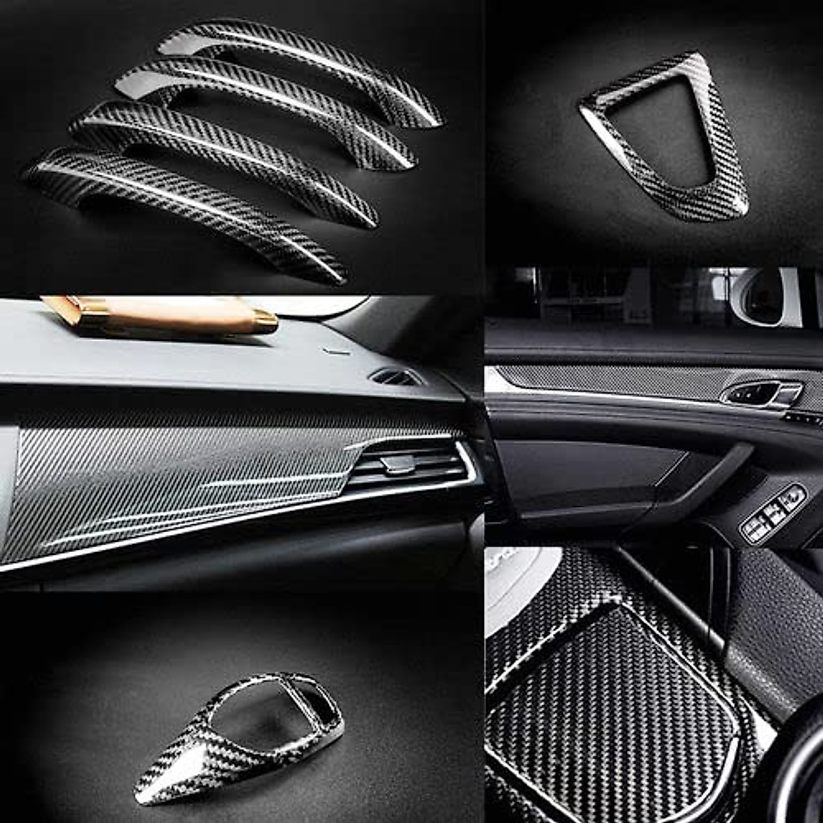 Auto Accessories 5D Glossy Carbon Fiber Wrap Vinyl Film Car Interior Wrap Stickers, Car DIY Interior Exterior (12 * 60inch) (US Stock)