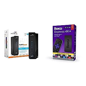 ARRIS Surfboard SBG7600AC2 DOCSIS 3.0 Cable Modem & AC2350 Dual-Band Wi-Fi Router, Approved for Cox, Spectrum, Xfinity & Others (Black) & Roku Express 4K+ 2021 | Streaming Media Player HD/4K/HDR
