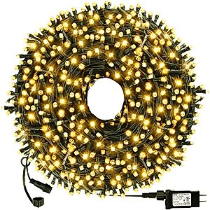OUTYLTS Christmas String Lights End-to-End Plug 8 Modes 108FT 300 LED IP55 Outdoor Waterproof UL Certificated Indoor Fairy Lights Garden Patio Wedding Christma Trees Parties Decoration Warm White