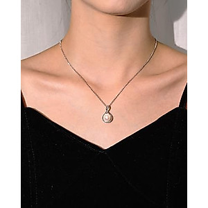 FANCIME June Birthstone Pearl Necklace 925 Sterling Silver Infinity Pearl Necklace with Genuine Quality 9-10mm Freshwater Cultured Pearls Fine Jewelry for Women