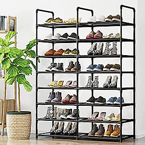SUOERNUO Shoe Rack Storage Organizer 8 Tier Metal Tall Free Standing Shelf for Closet Entryway Bedroom,Black
