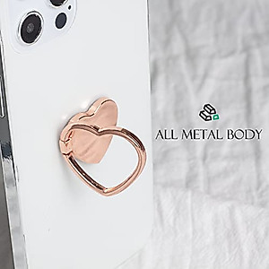 [2 Packs] Love Heart Shaped Glossy Finish Cell Phone Ring Holder Stand, 360 Degree Rotation Finger Ring Kickstand with Polished Metal Phone Grip for Magnetic Car Mount, Smartphone Accessories