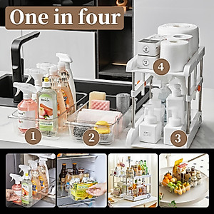 2-Layer Transparent Bathroom Organizer with 2 Drawer Organizers and Storage Space, Drawer Storage Container with 6 dividers, Kitchen Organizer Under Sink, Multi-Purpose Bathroom Organizer