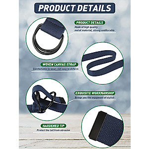 Funtery 3 Pieces Men Canvas Belt with Metal Double D Ring Buckle Military Style Casual Belts Fabric Canvas Waist Belts Closure Canvas Cloth Belts for Men and Women (Army Green, Black, Dark Blue)