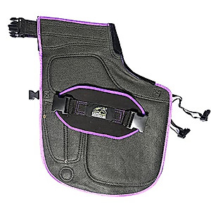 Equine Care Women's Farrier Apron with 4 Knife Pockets, 2 Nail Magnets, and Back Support - Cowhide Suede Leather and Canvas Chaps, 23 Inches-59CM