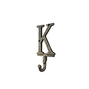 Handcrafted Nautical Decor Rustic Gold Cast Iron Letter K Alphabet Wall Hook 6"