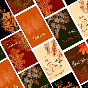 36 Pcs Thanksgiving Greeting Cards Assorted Style Fall Thank You Cards Holiday Maple Leaves Thank You Notes with 36 Envelopes for Business Personal Thanksgiving Christmas Gift (3.1 x 4.7 Inch Folded)