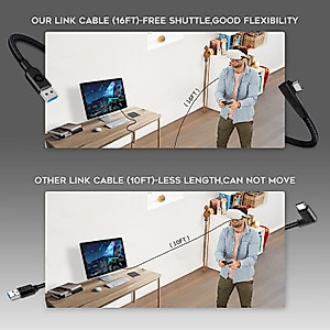 Link Cable 16FT Compatible with Quest 2, No Delay in Data Transfer, Dirt-Resistant Black, Super Durable Nylon Fiber Mesh, USB 3.2 Gen1, Max 3A Charging, for VR Headset and PC, Designed by DESTEK