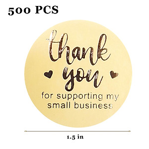 500 pcs Thank You Sticker Foil 1.5 Inch Thank You for Supporting My Small Business Labels for Sealing,Mailing Supplies for Small Business Boutique & Merchandise Bags,Ideal for Crafts & Online Sales