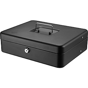 SentrySafe Cash Box with Money Tray and Key Lock, Locking Steel Cash Box, 0.21 Cubic Feet, 3.7 x 11.8 x 9.3 Inches, CB-12