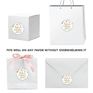 Andaz Press Blush Pink Gold Glitter Girl Baby Shower Party Collection, Round Circle Label Stickers, Thank You for Celebrating with US, 40-Pack