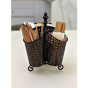 heart & home 360°Degree Rotating Metal Utensil Caddy, Silverware Organizer, Cutlery Holder, Black
