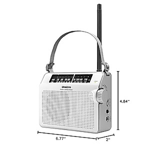 Sangean PR-D6WH AM/FM Compact Analog Portable Radio (Certified Refurbished)