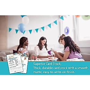 Baby Predictions & Advice Baby Shower, Teddy Bear Neutral Newborn Guessing Game, New Parent Message Advice Book Mommy Daddy to Be Keepsake Party Favor Supplies Decoration -30 Game Cards(bb009-yx17)