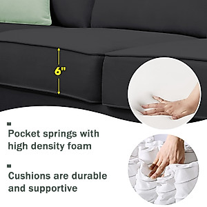 Modern Large U-Shape Sectional Sofa Set, 7 Seat Fabric Sofaset with Movable Ottoman