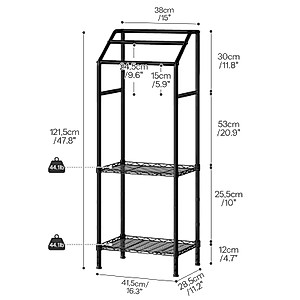 HOOBRO 47.8" Tall Freestanding Towel Rack for Bathroom, 3 Tier Stepped Blanket Rack with 2 Adjustable Shelves, Pool Towel Drying and Display Rack, Quilt Rack, for Living Room, Bedroom, Black BK25LB01