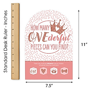 Big Dot of Happiness 1st Birthday Little Miss Onederful - Girl First Birthday Party Scavenger Hunt - 1 Stand and 48 Game Pieces - Hide and Find Game