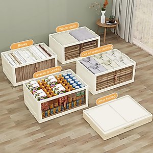 Storage Bins with Lid, 36 Gal Extra Large Collapsible Storage Bins with Private Panel, 3 Packs Stackable Storage Bins with Wheels,Closet Organizers and Storage for Home, Ofiice, Dorm