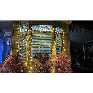 Lighting EVER Dual Color Curtain Lights Warm & White, 10 ft x 10 ft 300 LED Backdrop Lights with Remote/Timer/Dimmer/9 Modes, Indoor Outdoor Hanging Fairy Lights for Bedroom, Wedding Party, Patio