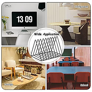 6 Pieces Triangle File Holder Metal Vinyl Record Stand Holder Record Dividers Vertical Vinyl Stand Holder Record Album Holder Magazine Shelf Bookshelf Photography Props for Home Office Decor (Black)