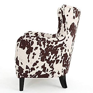 Christopher Knight Home Arabella Classic Velvet Club Chair, Milk Cow / Dark Brown